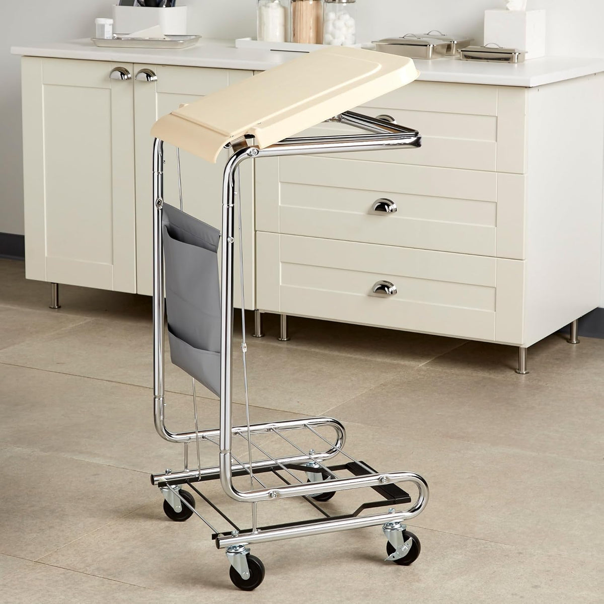 Silver Hamper Stand with Foot Pedal Operation, 113-125L(30-33gal), 54c ...